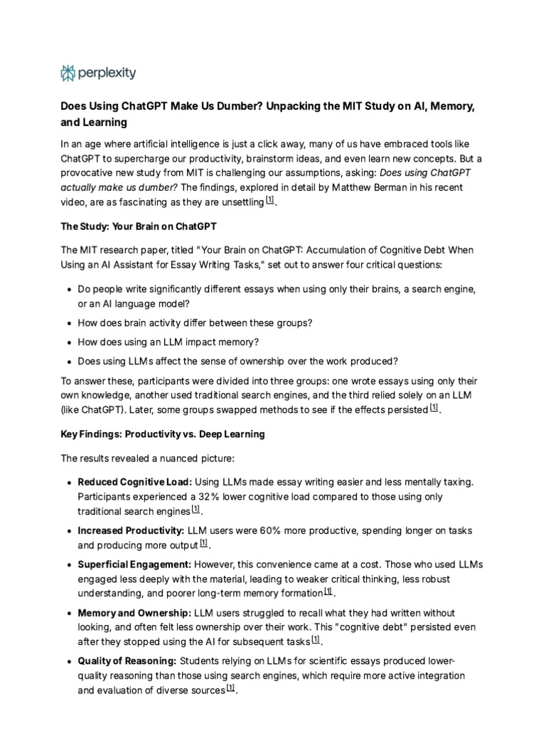 MIT Study: Your Brain on ChatGPT | PDF | Intelligence (AI) & Semantics ...