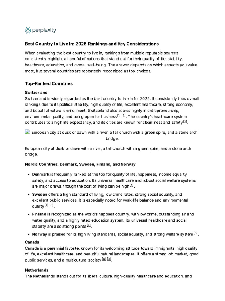 Best Countries for Quality of Life 2025 | PDF | Cost Of Living ...