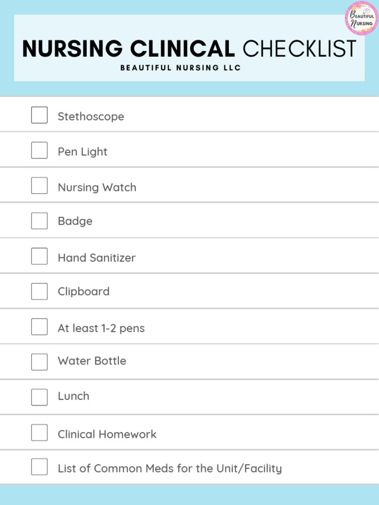 Nursing Clinical Checklist Essentials | PDF
