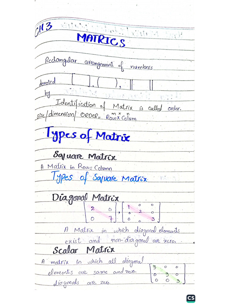 CHP 3 (Matrixs) | PDF