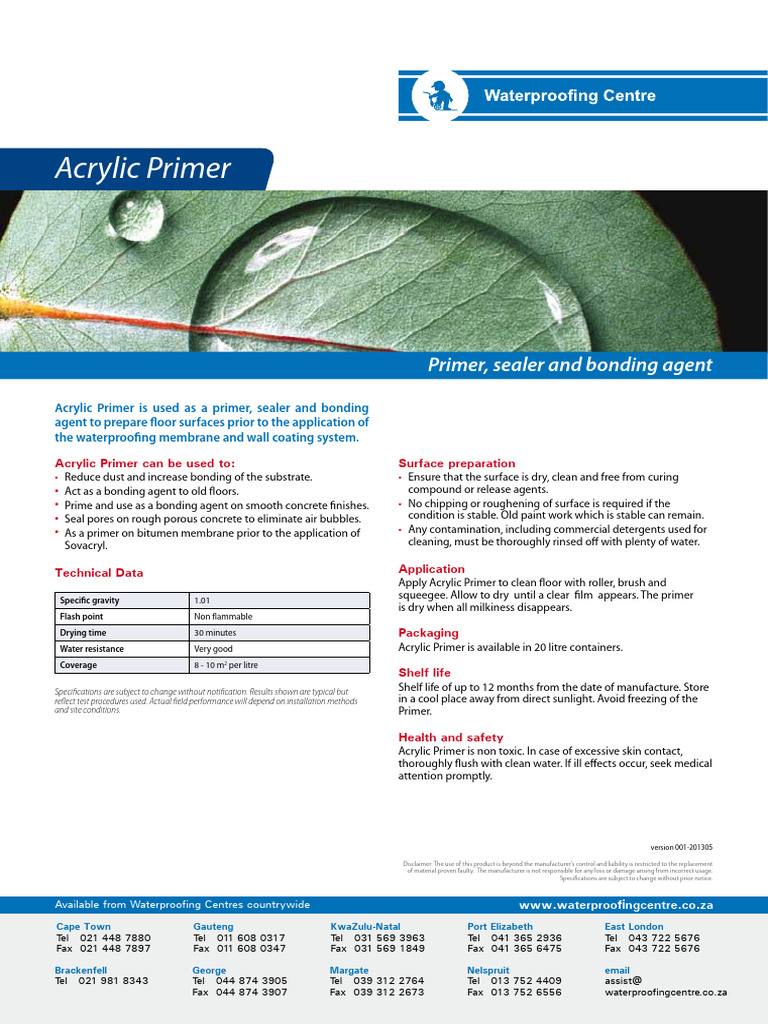 Acrylic Primer for Floor Preparation | PDF | Building Engineering ...