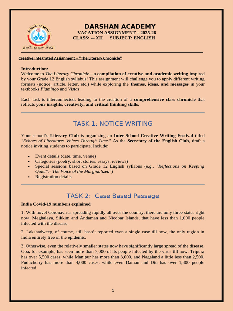 XII English Summer Vacation Assignment 2025 | PDF | Psychological Concepts | Behavioural Sciences