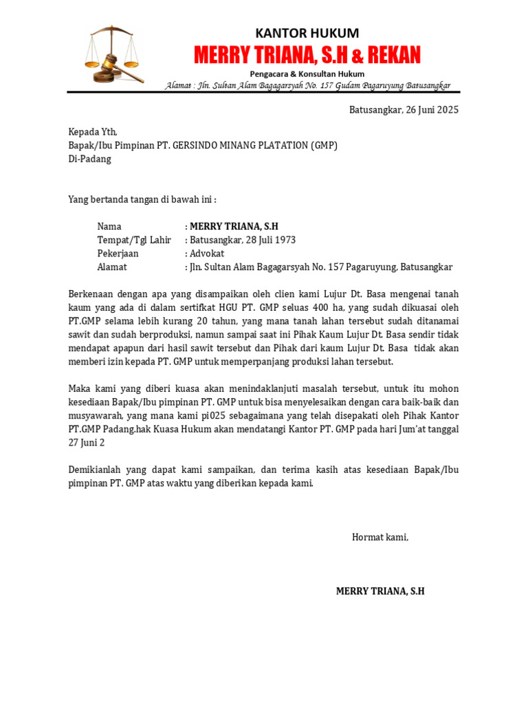 Surat Kepada Pt. GMP | PDF