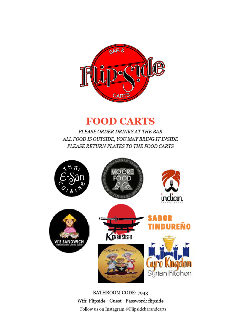 Flipside Bar and Carts Menu Overview | PDF