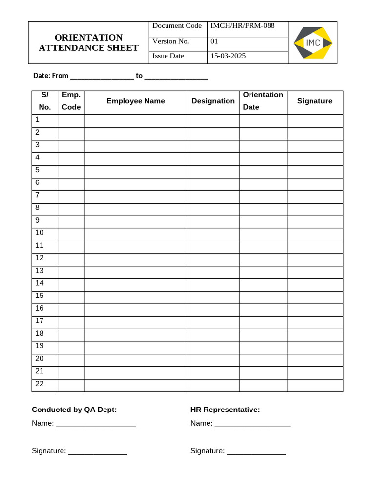 Orientation Attendance Record | PDF