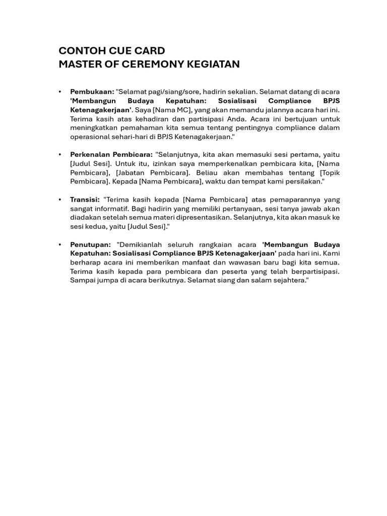 Contoh Cue Card | PDF