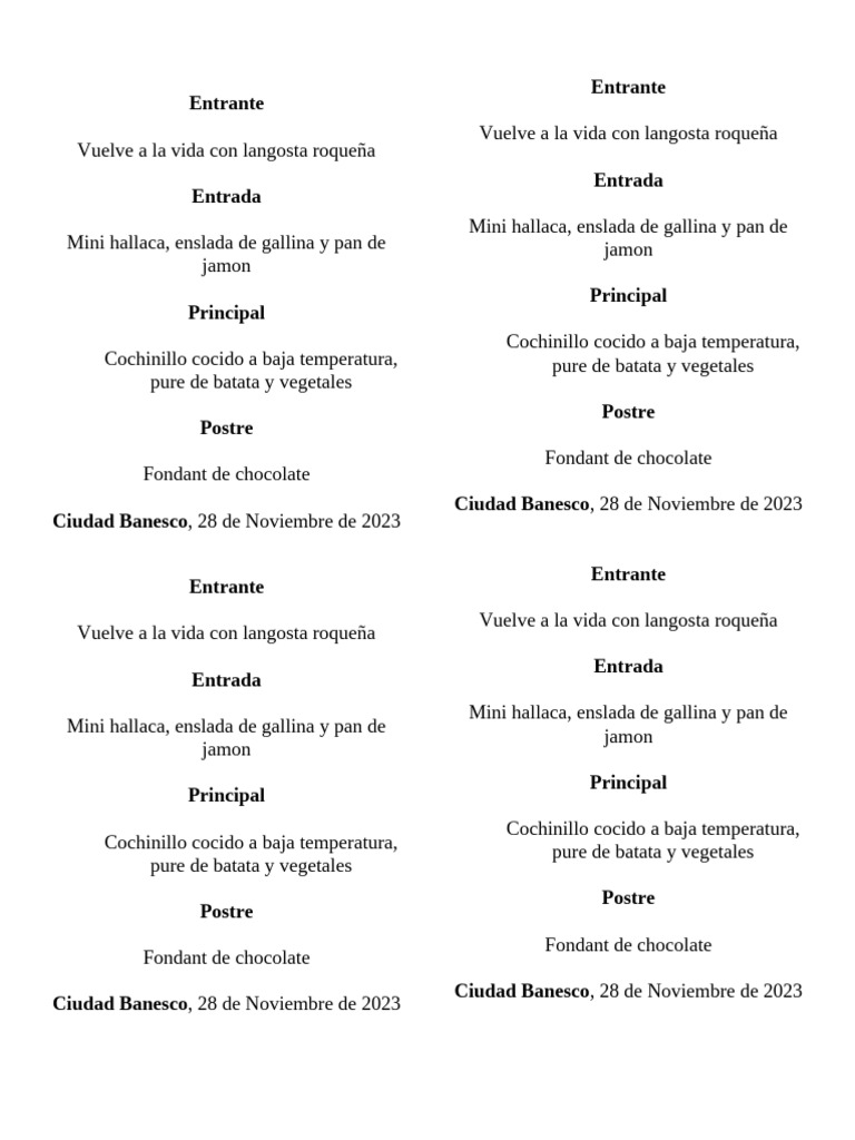 Menu Cena Nov 2013 | PDF