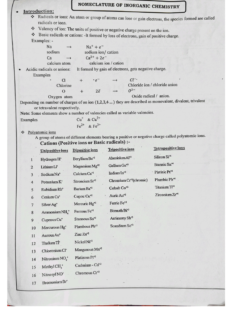 Nomenclature of Inorganic Chemistry | PDF