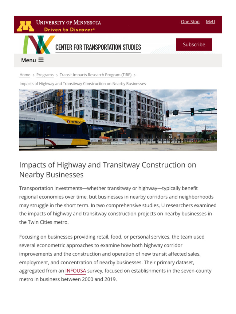 Business Impacts of Transitway Construction | PDF | Saint Paul ...