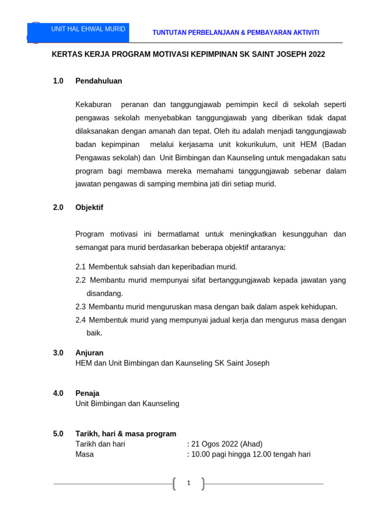 Program Motivasi Kepimpinan SKSJ 2022 | PDF