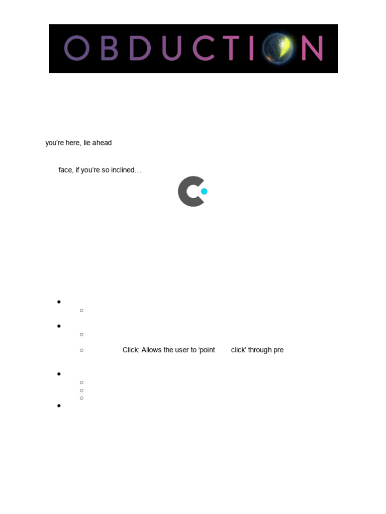 Obduction User Manualv1.6.5 | PDF | Menu (Computing) | Cursor (User Interface)