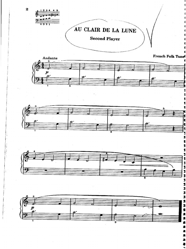 Au Clair de La Lune (Piano Duet) - French Folk Tune (Piano Duets 1 ...