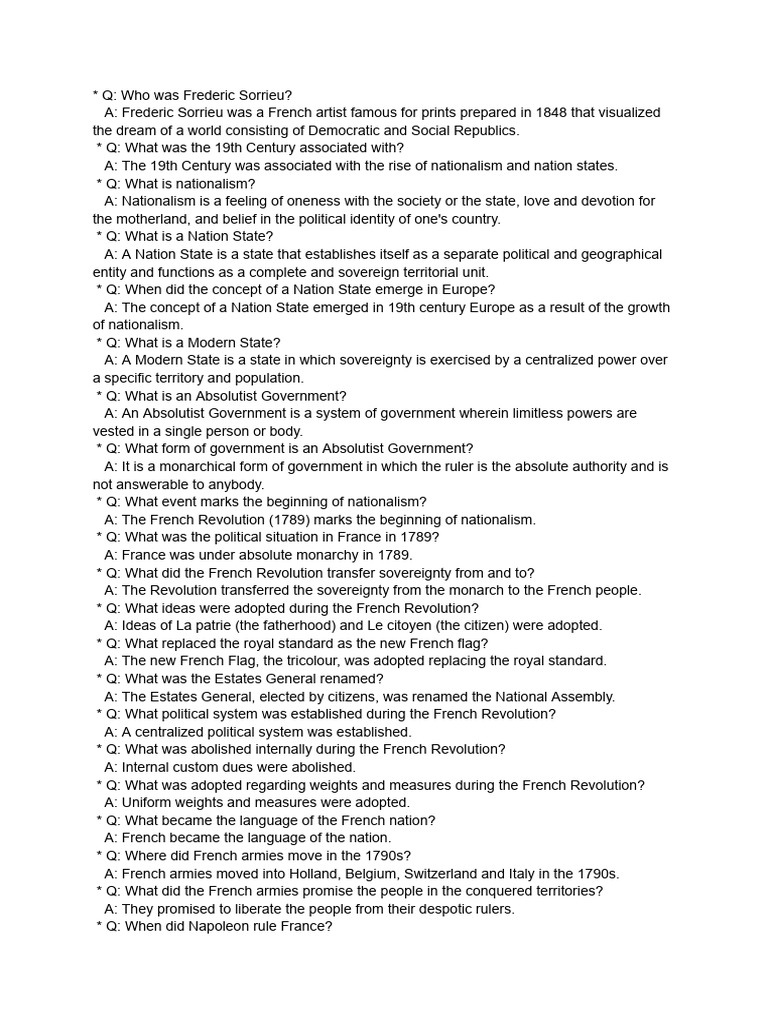 Class 10 History CH 1 Questions Part 3 | PDF | First French Empire ...