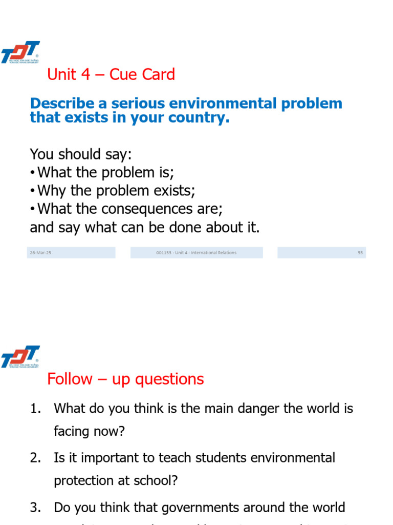 Unit 4 Cue Cards and Follow Up Questions | PDF