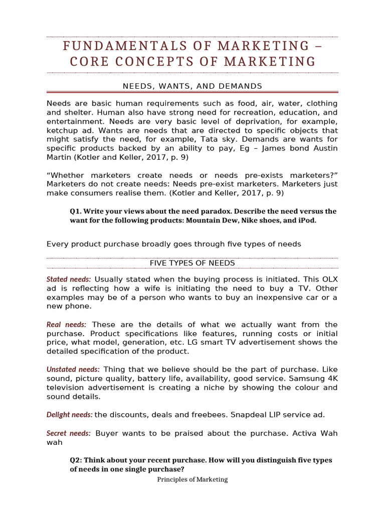 3 Fundamentals of Marketing Core Concepts | PDF | Marketing | Brand