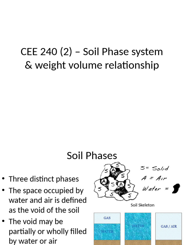 CEE240 - Lecture-2 - Soil Phase System & Weight Volume Relationship | PDF