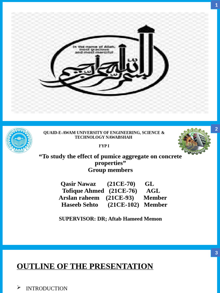 (Civil Engineering Thesis FYP 1) To Study The Effect of Pumice Aggregate On Concrete Properties ...