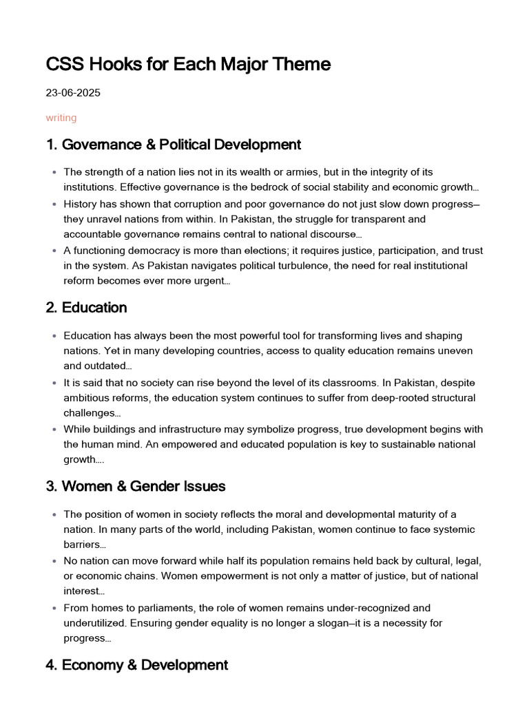 CSS Hooks for Each Major Theme | PDF | Governance | Climate Change