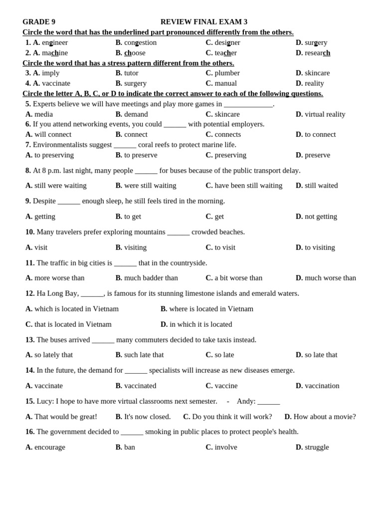 Grade 9 Review Final Exam 3 | PDF | Cost Of Living