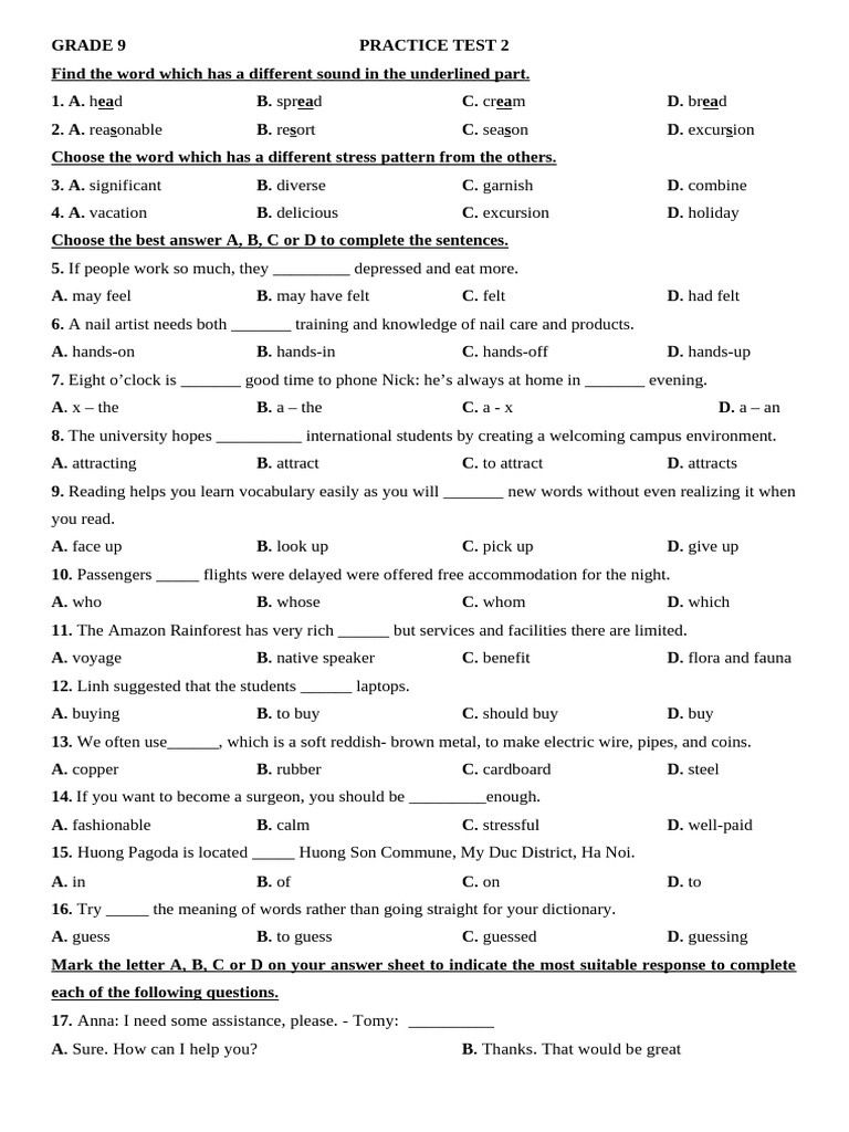 Grade 9 Review Final Exam 2 | PDF | English Language | Human Communication