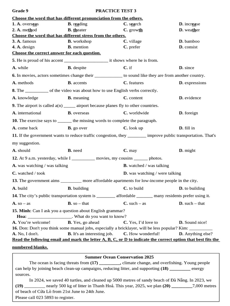 Grade 9 Review Final Exam 4 | PDF | English Language | Linguistics