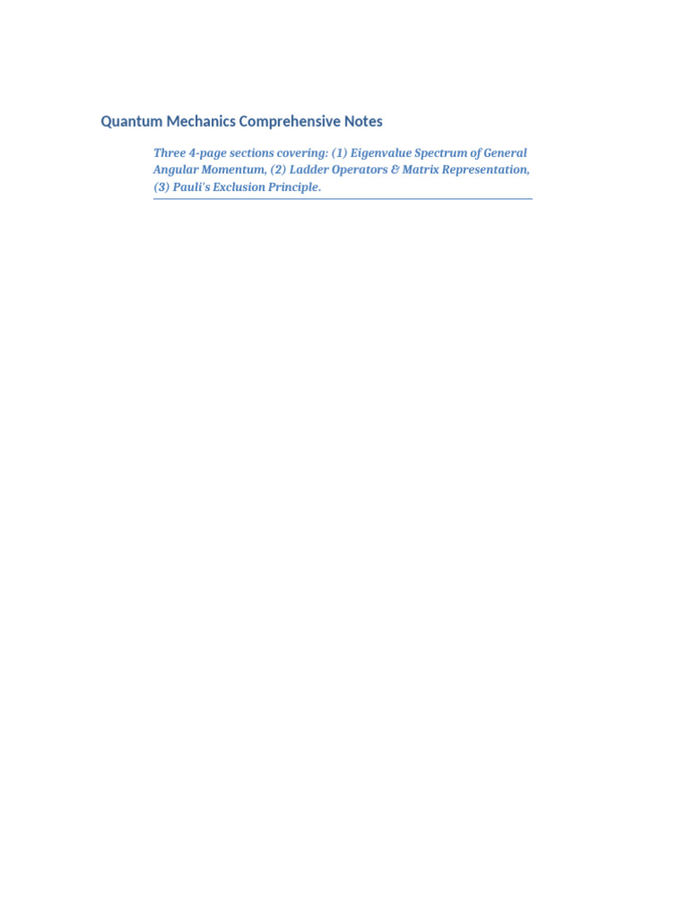 Quantum Mechanics Comprehensive 4page Sections | PDF | Applied And Interdisciplinary Physics ...