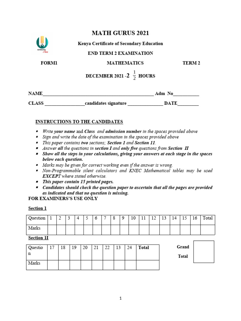 Mathematics Form 1 Gurus | PDF | Area | Mathematics