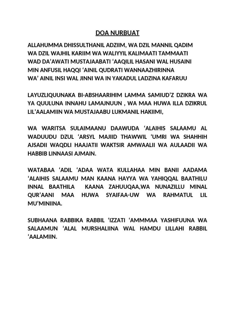 Doa Nurbuat | PDF