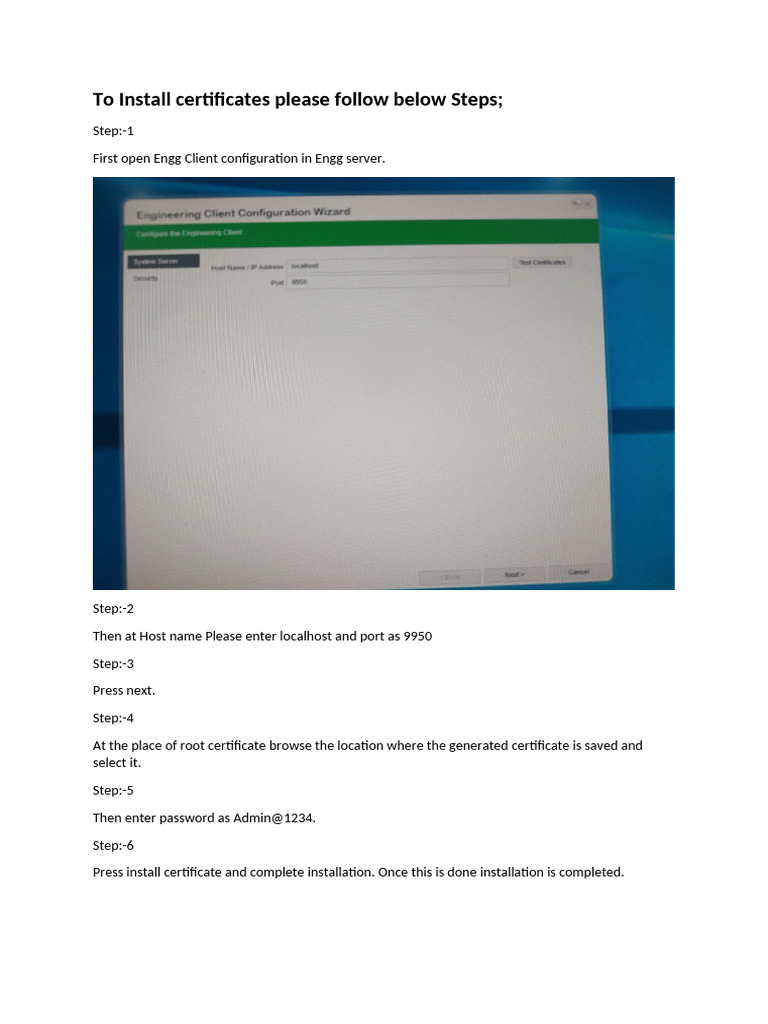 How to Install Certificates on Engg Client | PDF