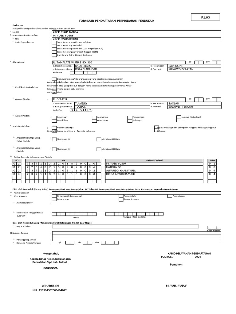 Formulir f1 03 - 013301 | PDF