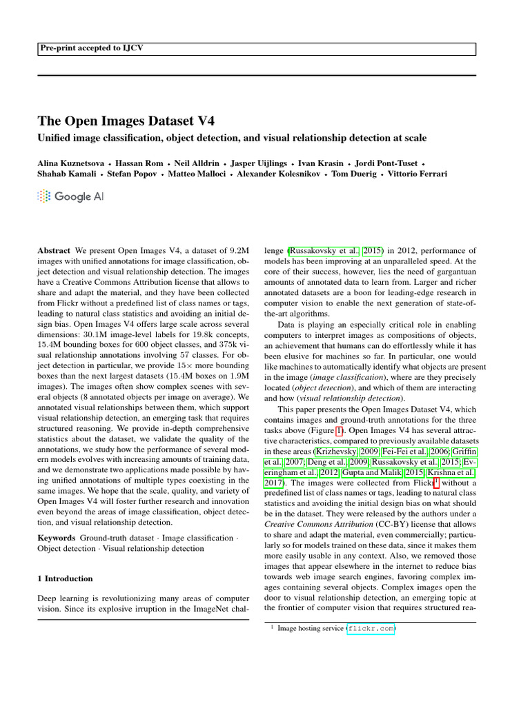 The Open Images Dataset | PDF | Computer Vision | Annotation