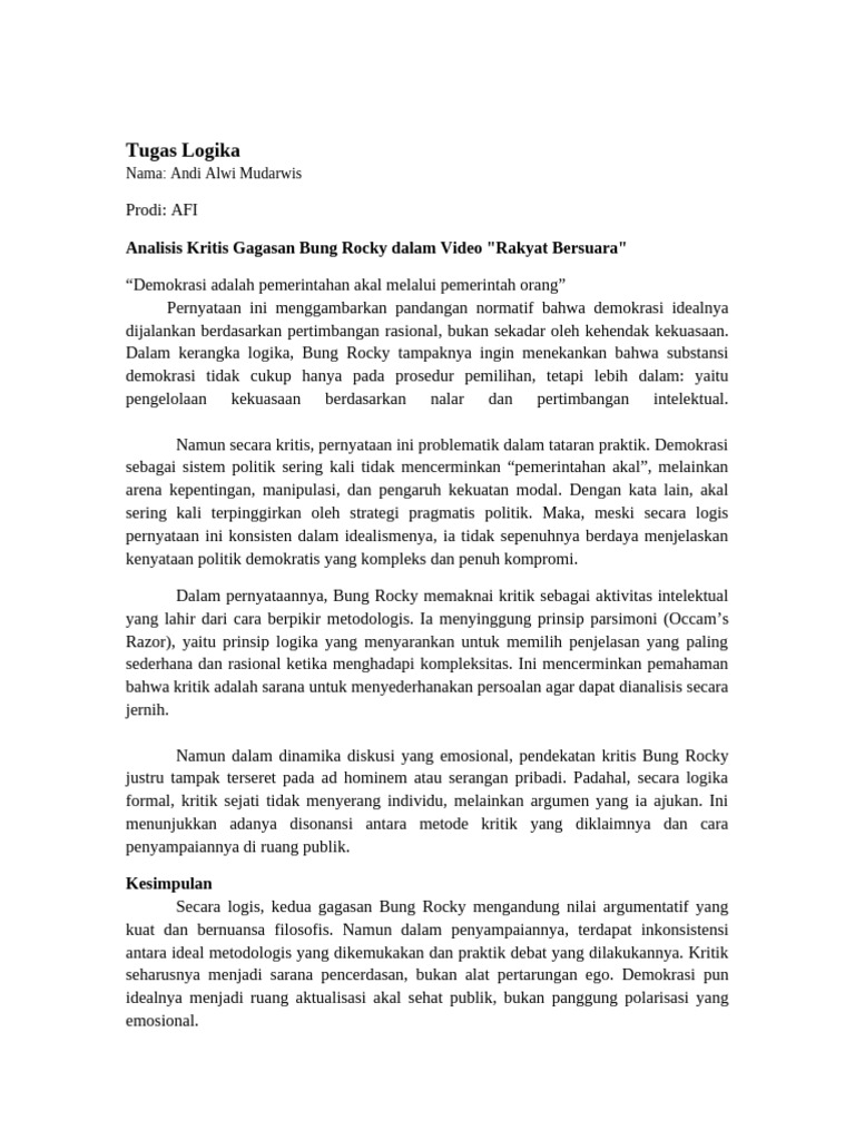Tugas Logika Andi Alwi Mudarwis | PDF