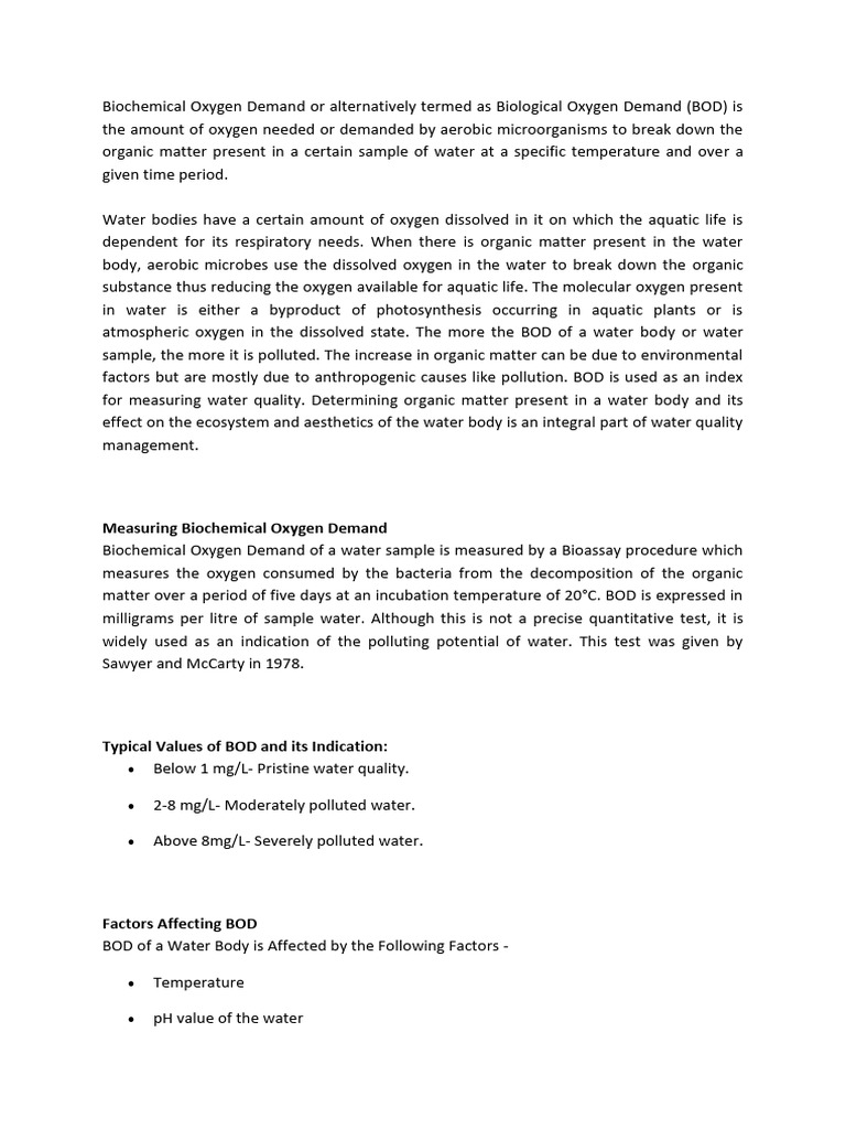Bod & Cod | PDF | Water Pollution | Water
