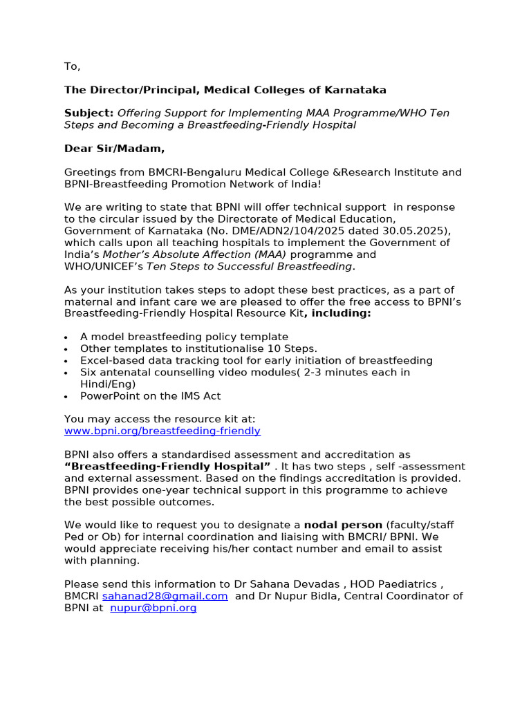 BFH Letter To Be Sent To All Medica | PDF