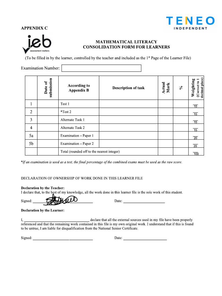 Learner Declaration Page | PDF