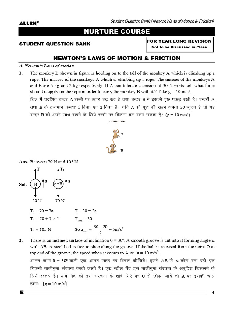 Nurture Course: Newton'S Laws of Motion & Friction | PDF | Metrology | Mass