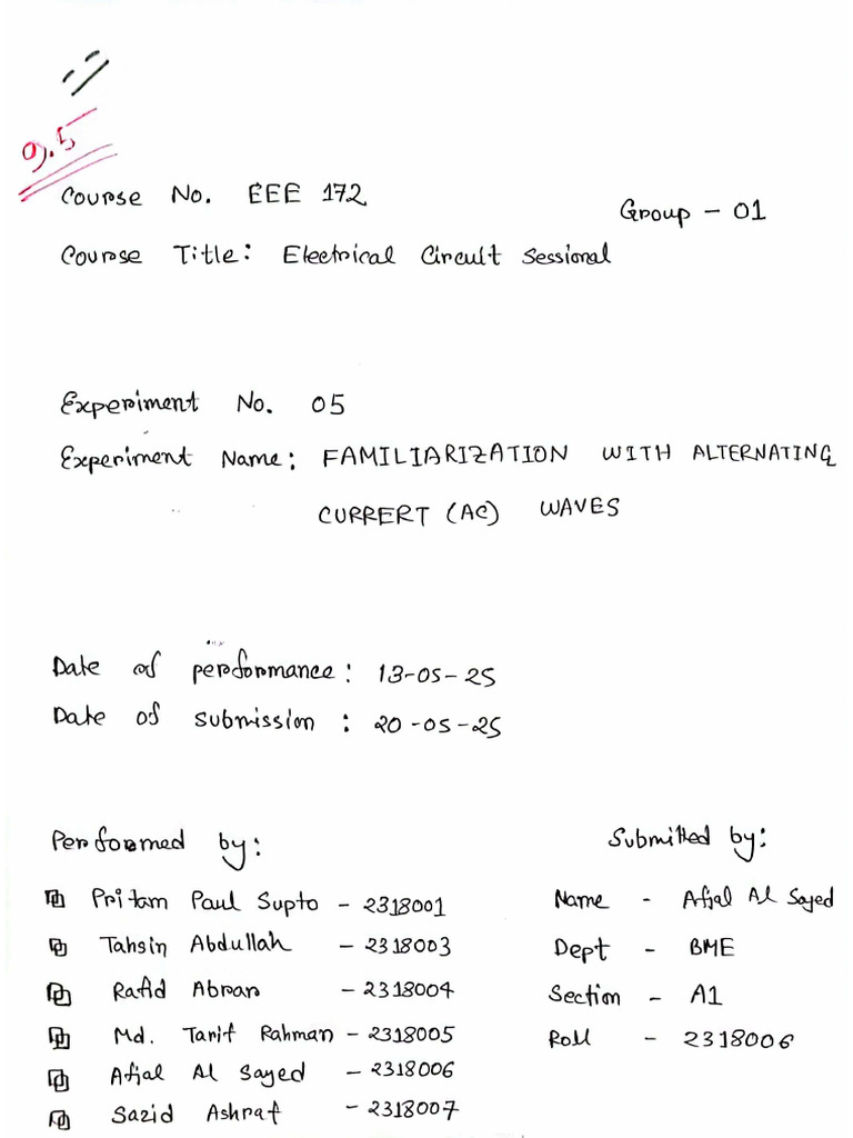 EEE 172 Exp 05 BME A1 2318006 | PDF