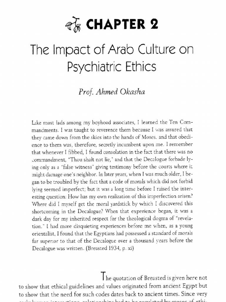 The Impact of Arab Culture On Psychiatric Ethics - Ahmed Okasha | PDF ...