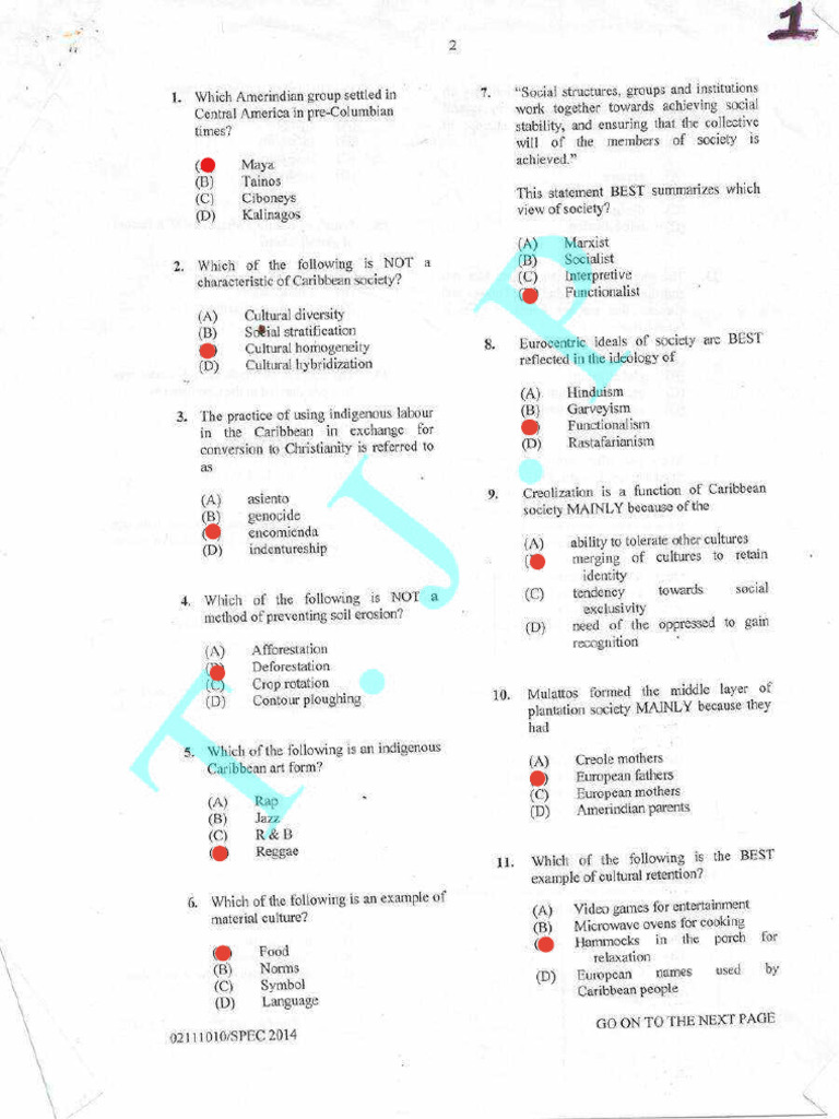 Caribbean Studies P1 Solutions | PDF | Sampling (Statistics) | Statistics