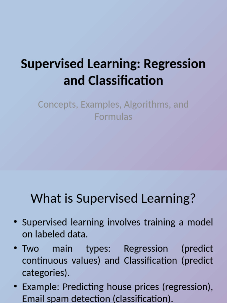 Lec 8, Supervised Learning Regression Classification | PDF