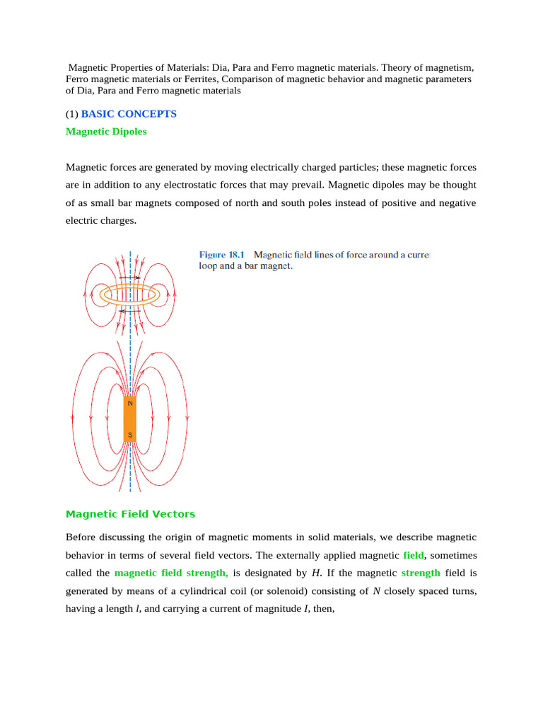 Magnetic Properties: Dia, Para, Ferro | PDF | Magnetic Field ...