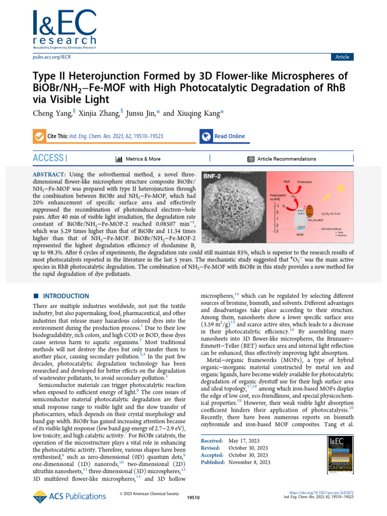 Yang Et Al 2023 Type II Heterojunction Formed by 3d Flower Like ...