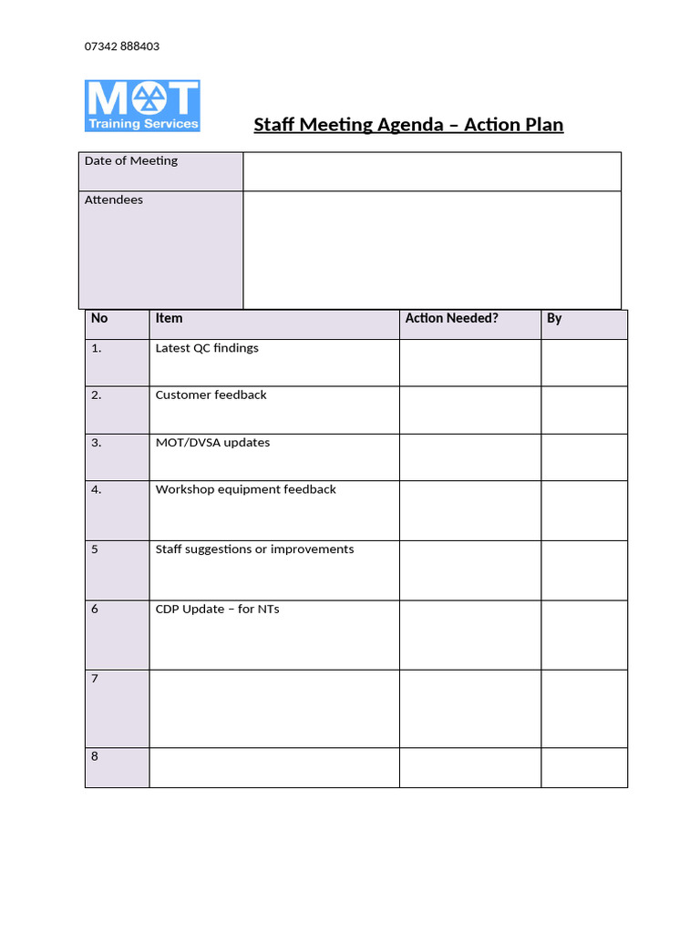 Section 18 - Staff Meeting Template | PDF