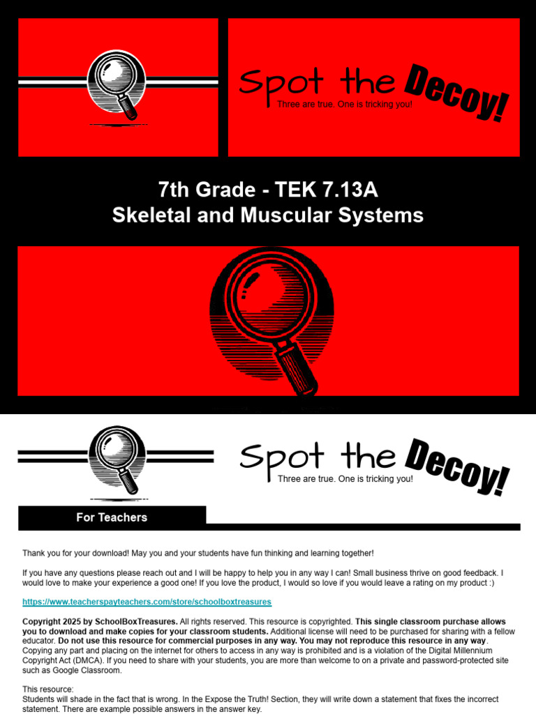 Spot The: Decoy! | PDF | Muscle | Skeleton