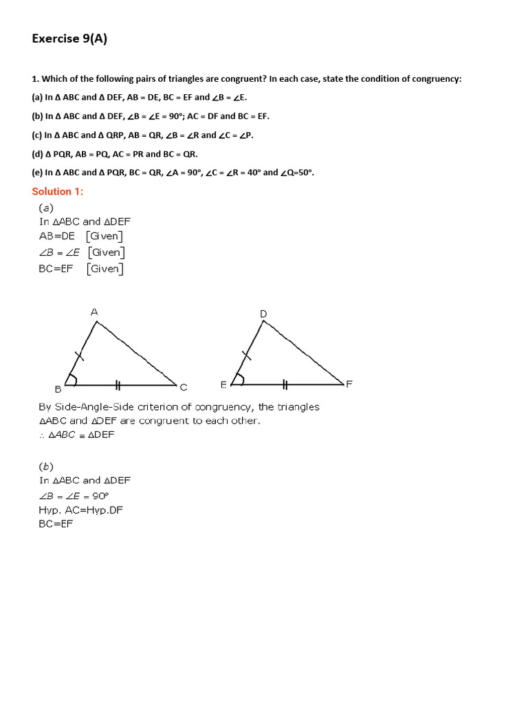 Congruency in Triangles 9a | PDF