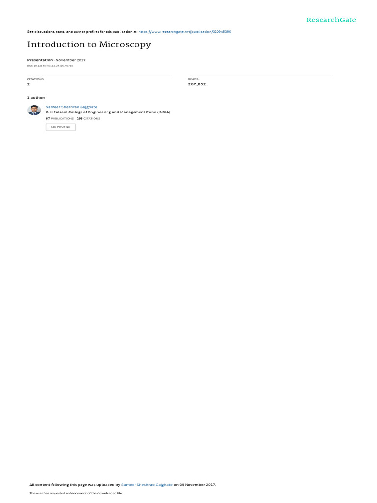 Introduction To Micros | PDF | Microscopy | Microscope