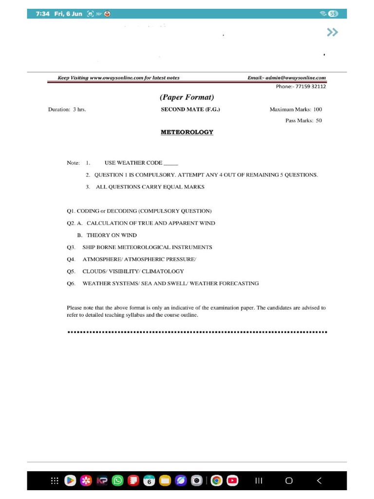 Meteorology Question Papers | PDF