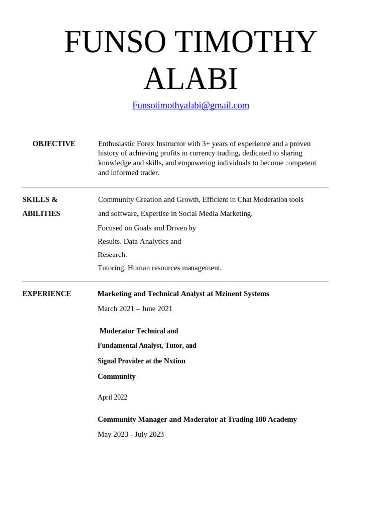 Timothy CV New Updated | PDF