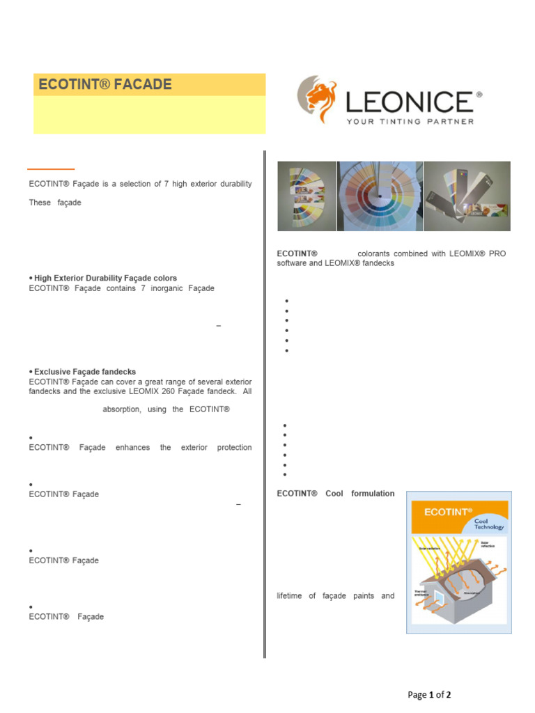 Ecotint Facade Leaflet SL 09-06-2020 | PDF | Paint | Color