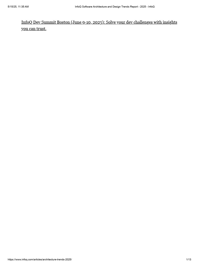 InfoQ Software Architecture and Design Trends Report - 2025 - InfoQ | PDF | Artificial ...